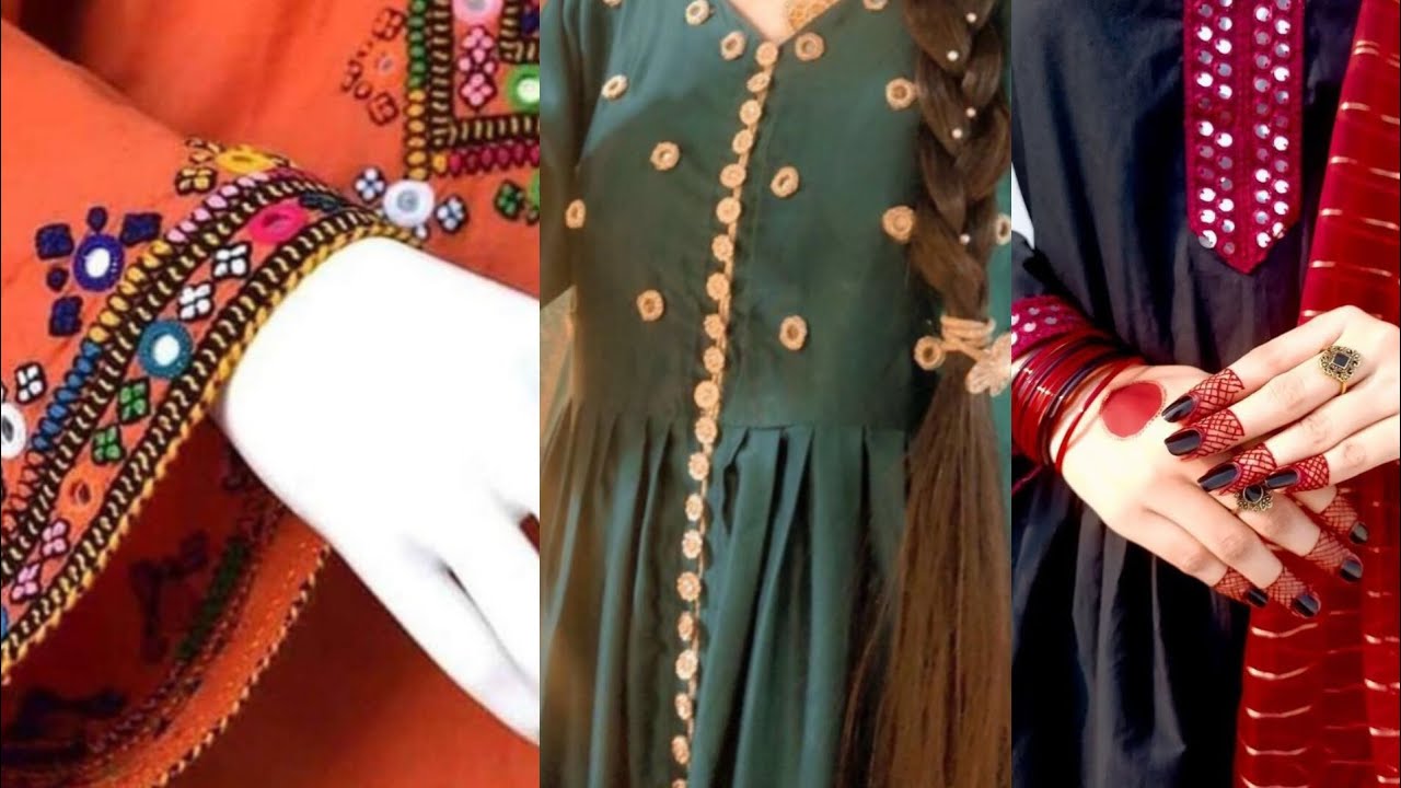 miror Work embroidery dresses simple design and plain dress💕💕💕 ...