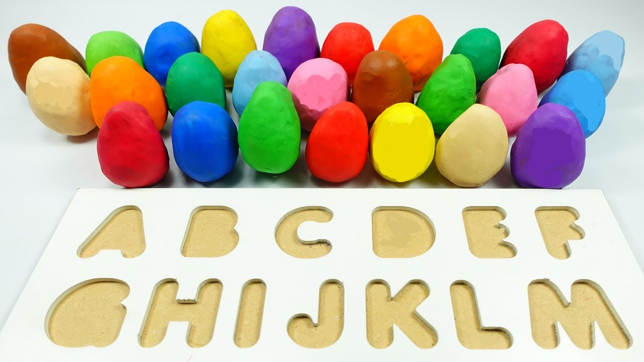 Learn Colors with Alphabet abcd Surprise Toys Dough Egg, learning A to ...