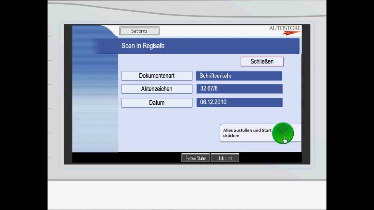 Scan in Regisafe mit OCR Überarbeitung über eine RICOH MFP - YouTube