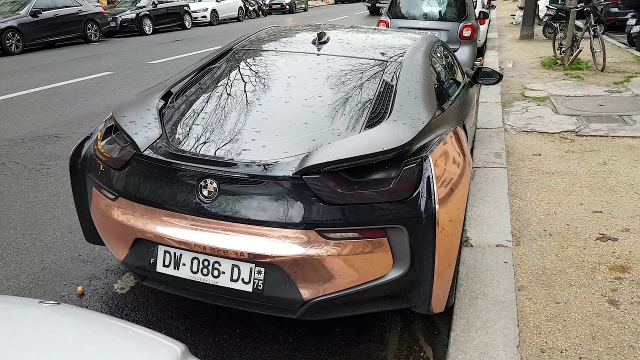 rose gold WRAPPED BMW I8 IN PARIS FRANCE - YouTube