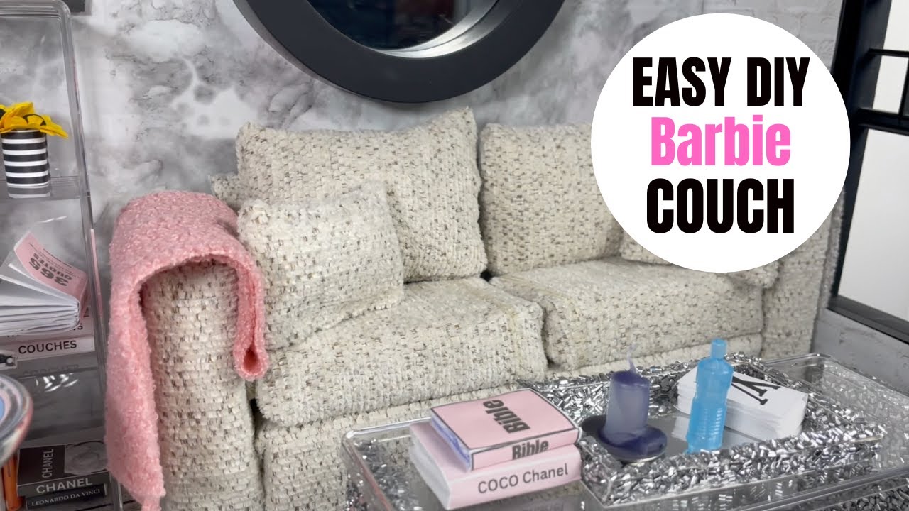 How to make a no sew Barbie Dream House couch - YouTube