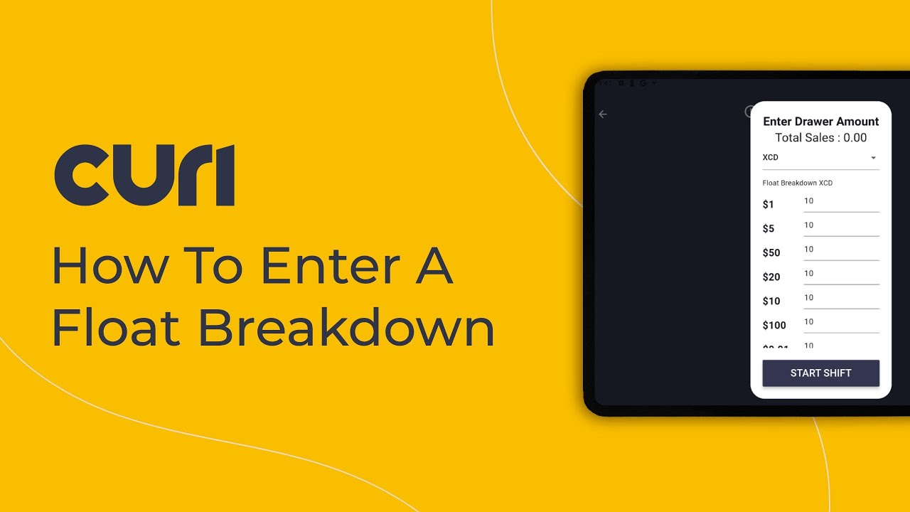 How To Enter A Float Breakdown In Curi Point Of Sales - YouTube