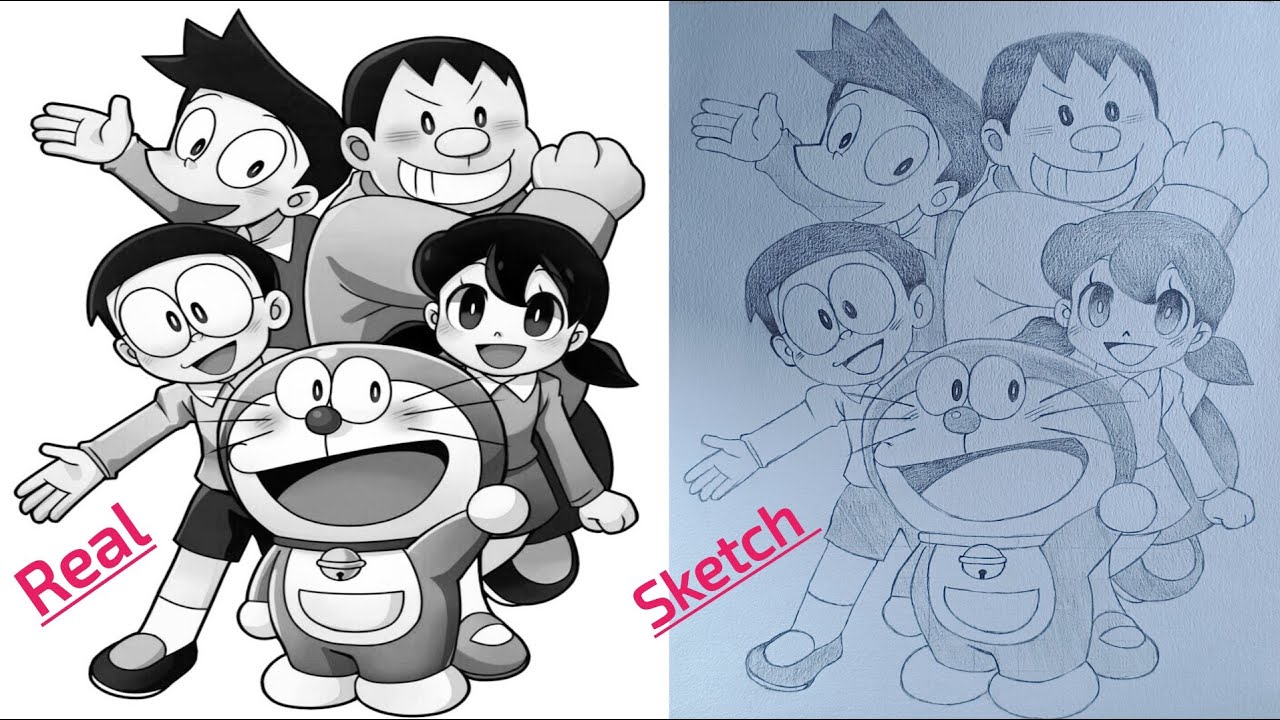 Doraemon Drawing🤗| Outline Tutorial | How to draw Doraemon and his ...