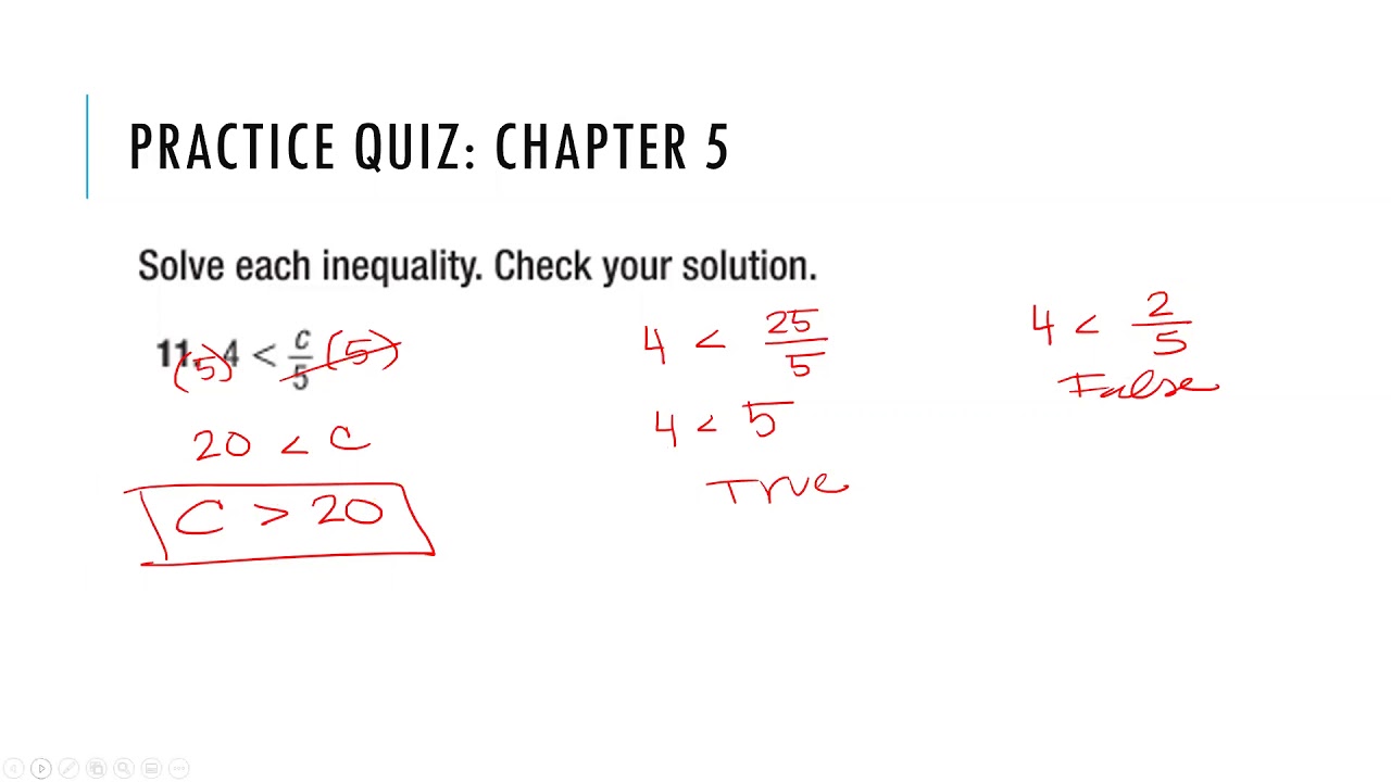 Algebra 1A: Chapter 5-Linear Inequalities (Quiz Review) - YouTube