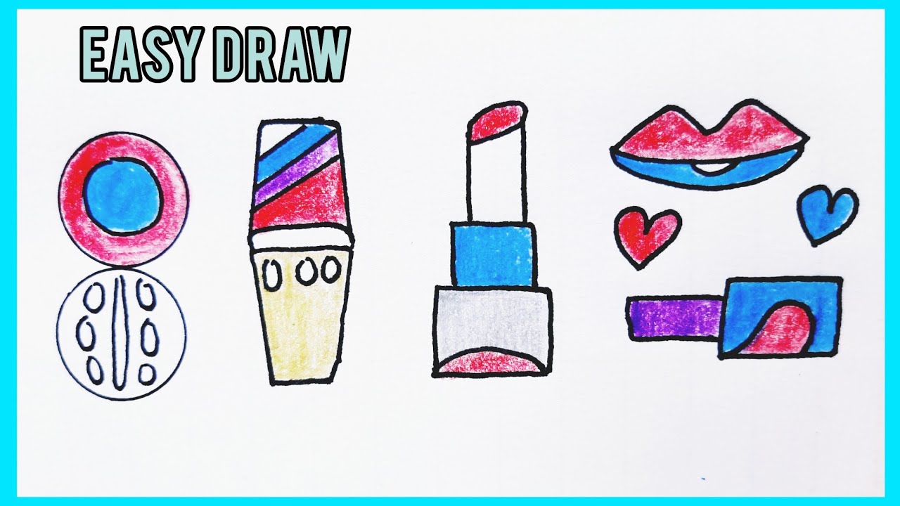 Makeup, HOW TO DRAW FOR KIDS | VERY EASY FOR BEGINNER💯 🧡 - YouTube