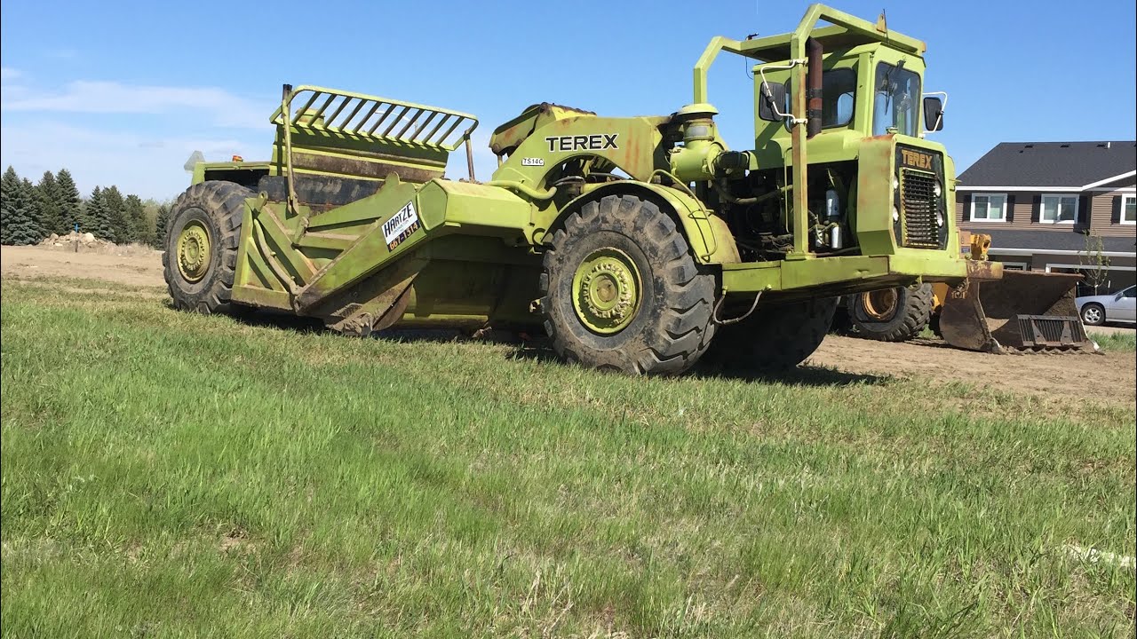 Terex TS-13 twin engine self-loading scraper - YouTube