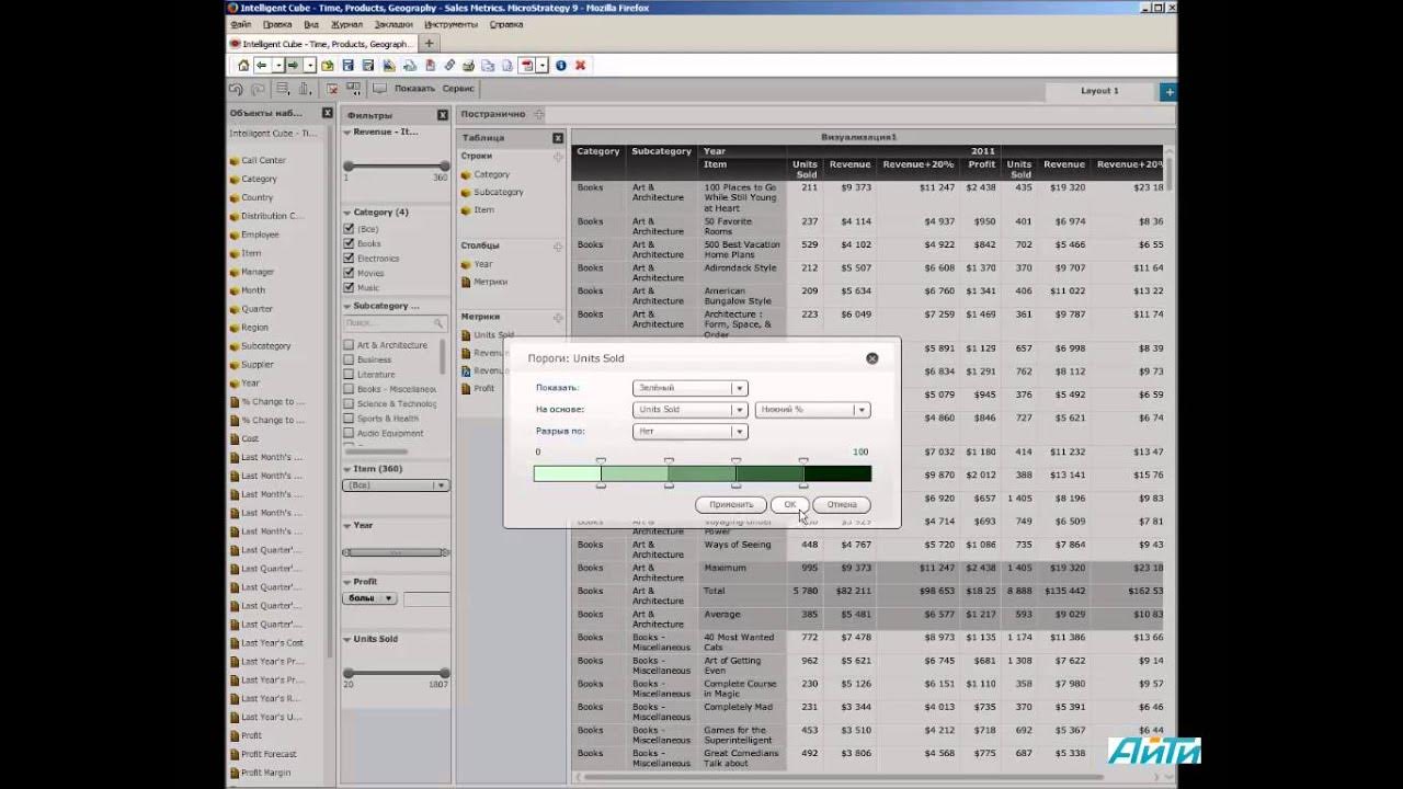 MicroStrategy BI : Быстрая аналитика (Visual insight) - YouTube