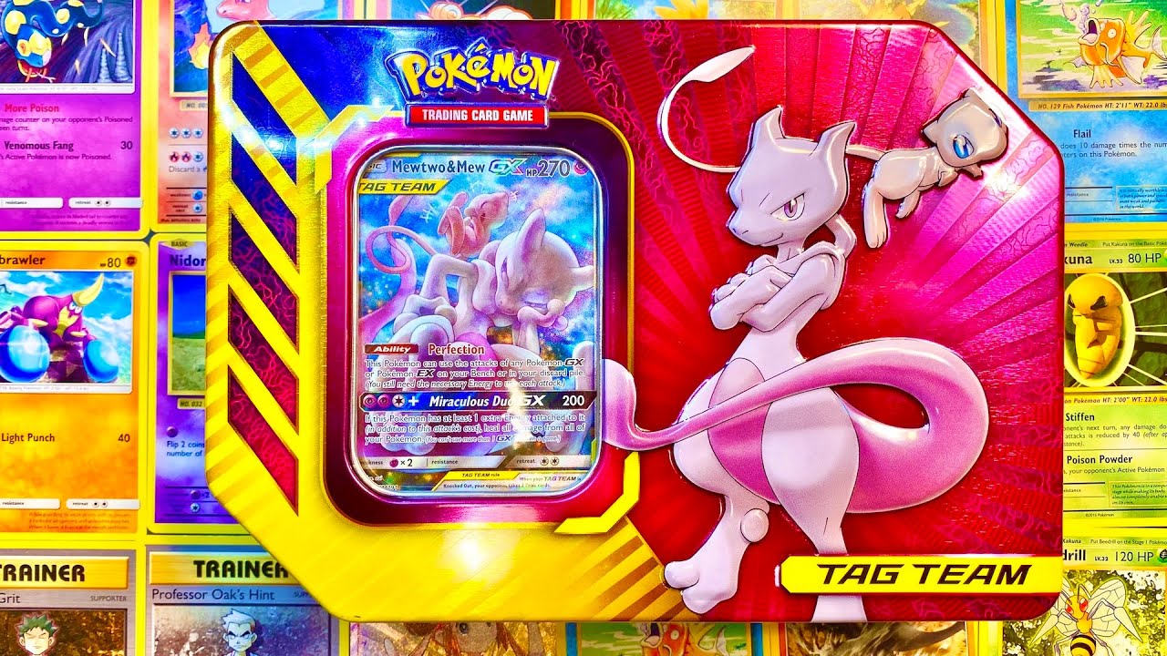 Unboxing Pokemon Mewtwo and Mew Tag Team GX Tin - YouTube