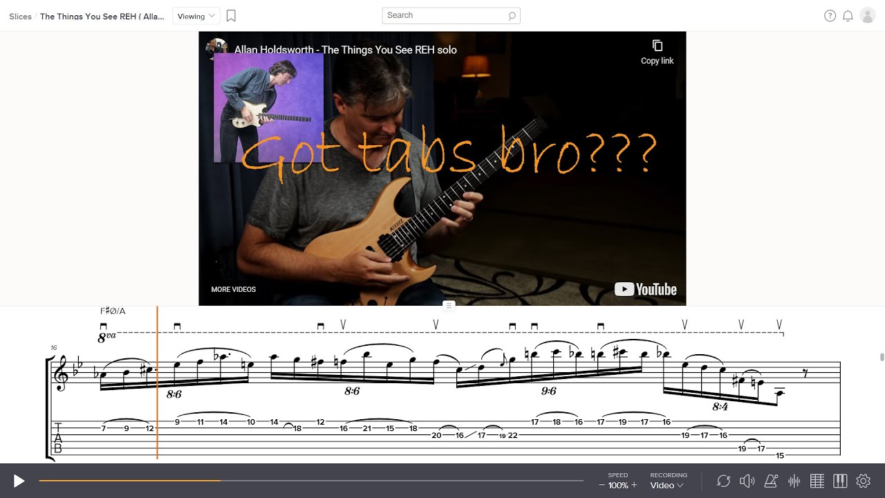 The Things You See Solo REH Tabs | Allan Holdsworth - YouTube