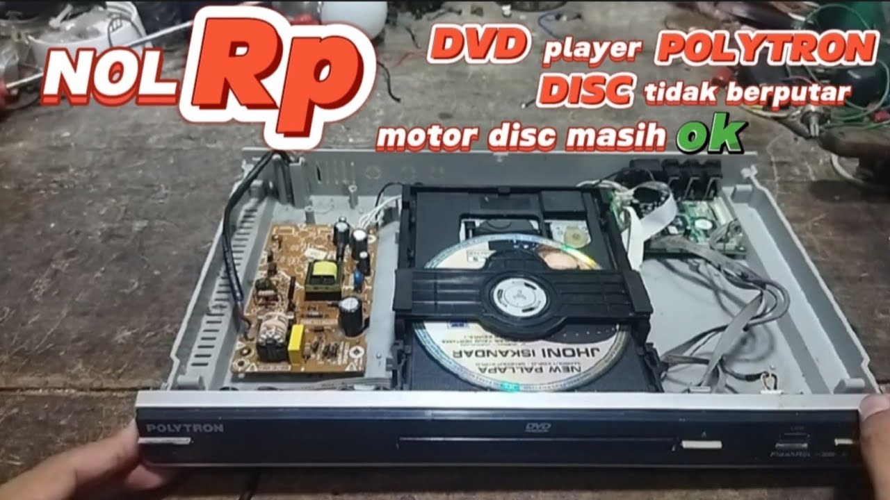 memperbaiki dvd player polytron disc tidak berputar - YouTube
