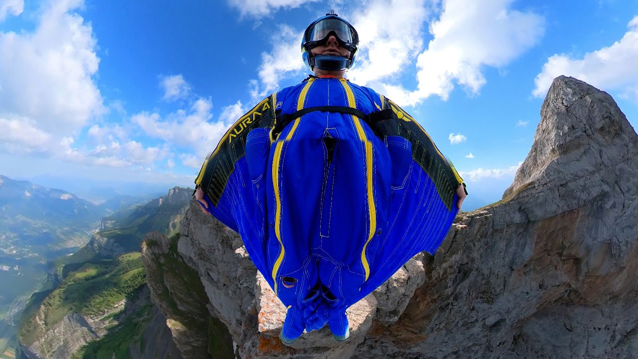 Wingsuit BASE jump, Varan, France - YouTube