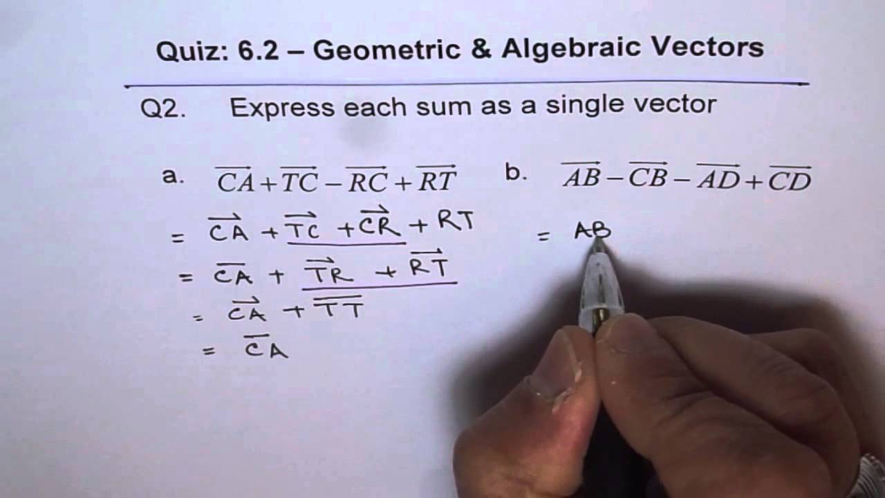 Solution Vector Addition with Zero Vector Q2 - YouTube