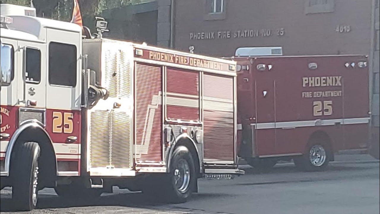 Phoenix Fire Dept. Engine and Rescue 25 responding - YouTube