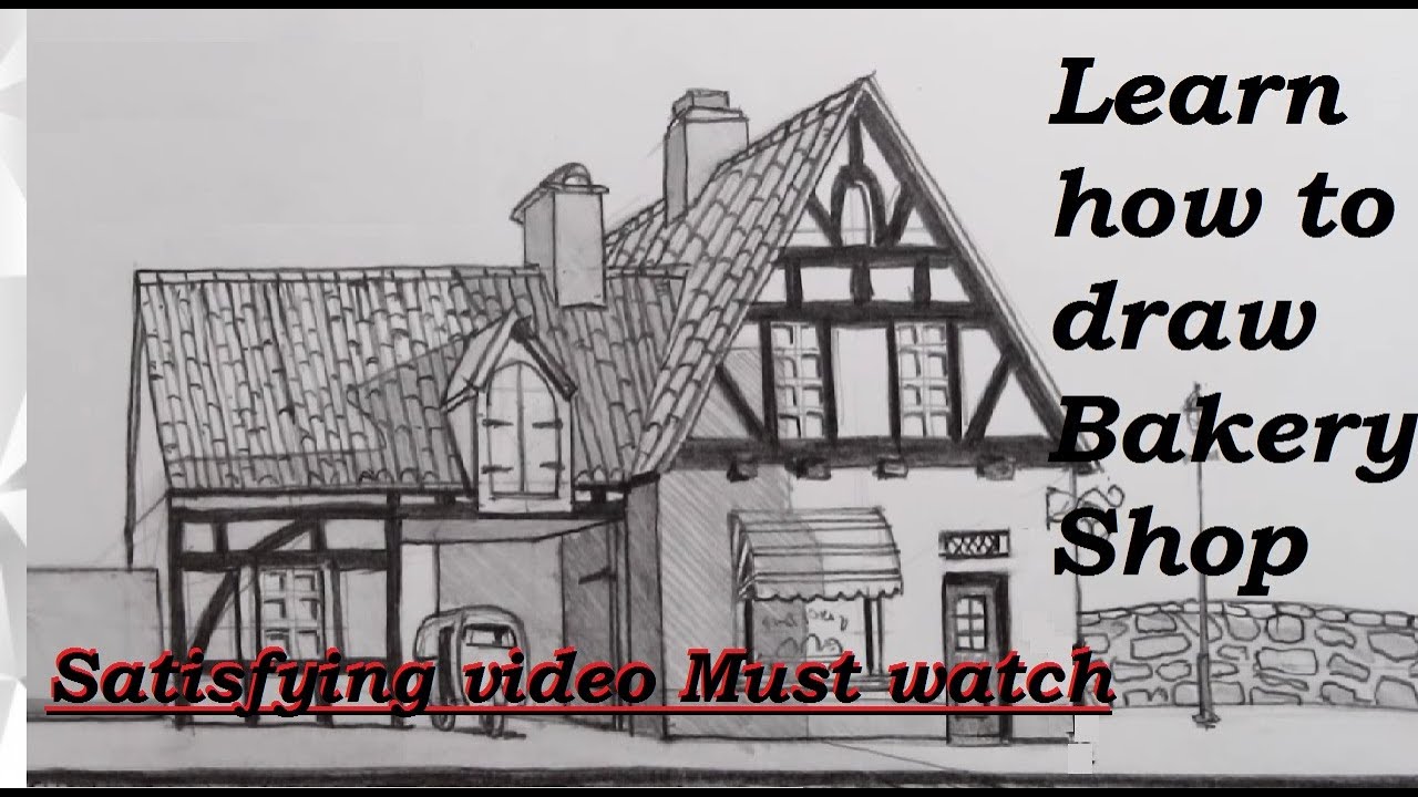 Bakery Shop Drawing | Pencil Art | Easy Strategy to draw with details ...