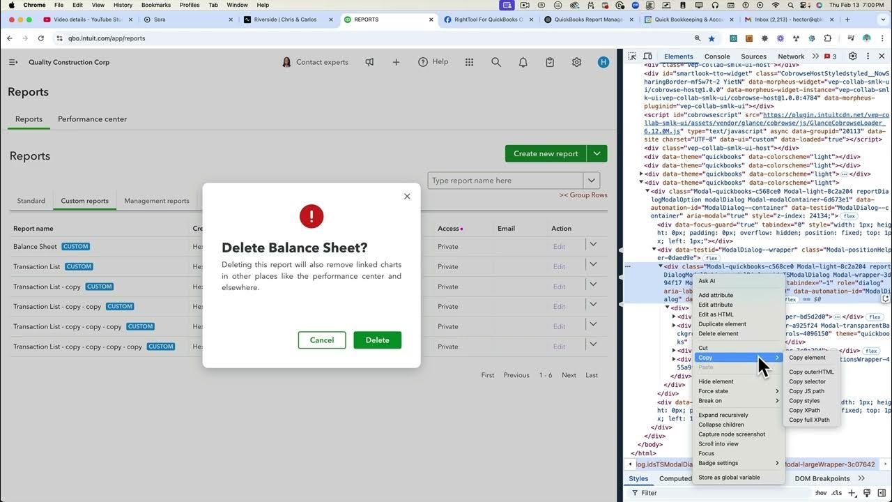 Delete All Custom Reports (Script built with ChatGPT as a Bookmarklet) - YouTube