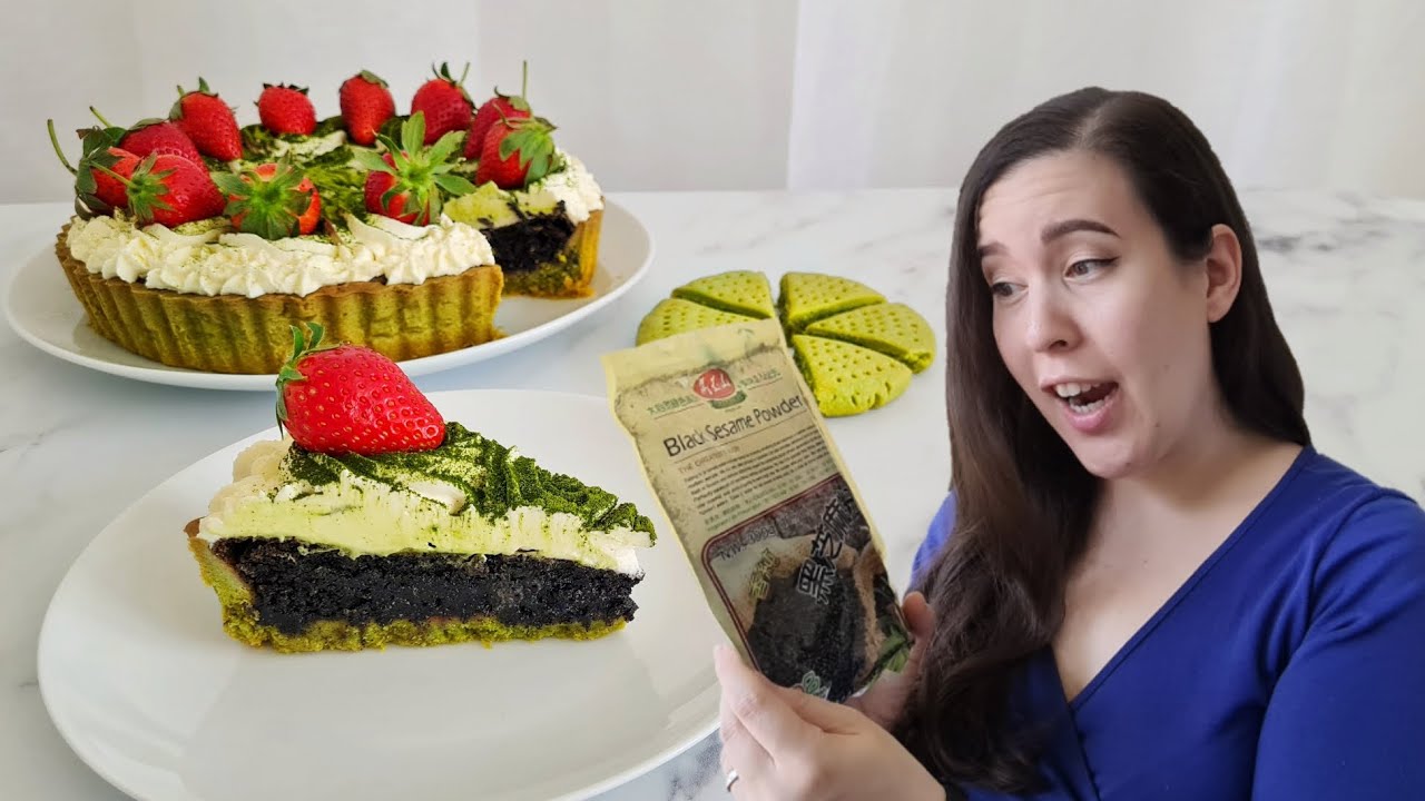 How To Make Matcha Black Sesame Tart Recipe - YouTube