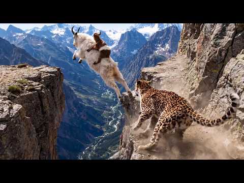 Mountain Goat’s Impossible Escape from a Snow Leopard on the Cliff! | Wildlife Animal