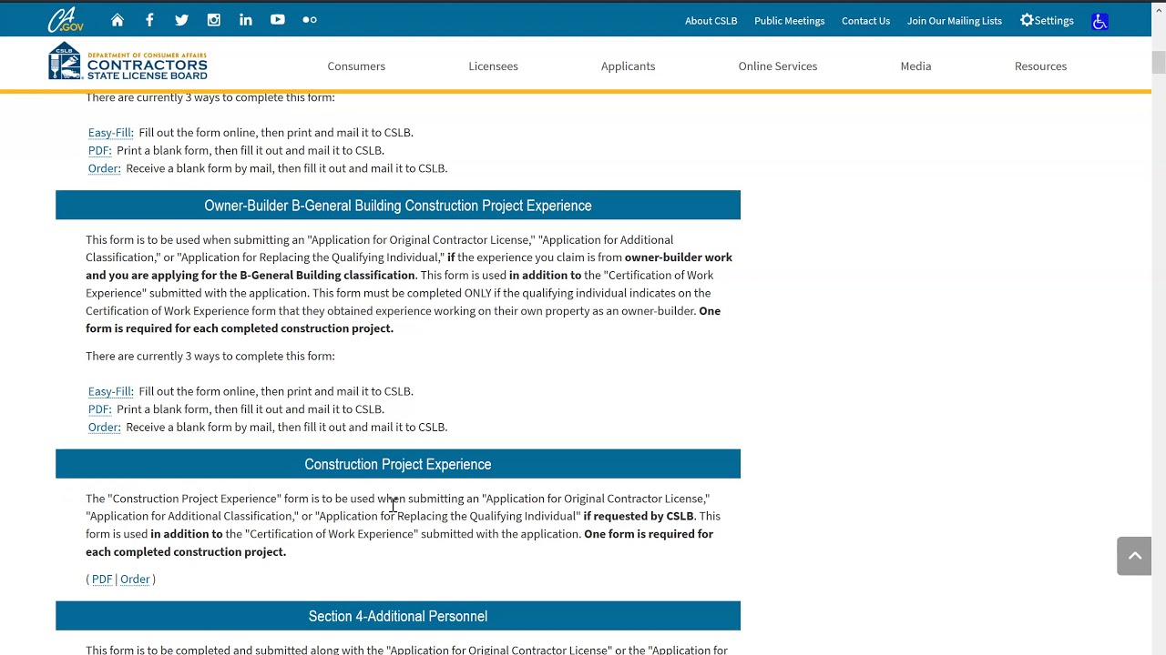 CSLB Form and Applications | Steps To Start Your Own Business | RLB ...