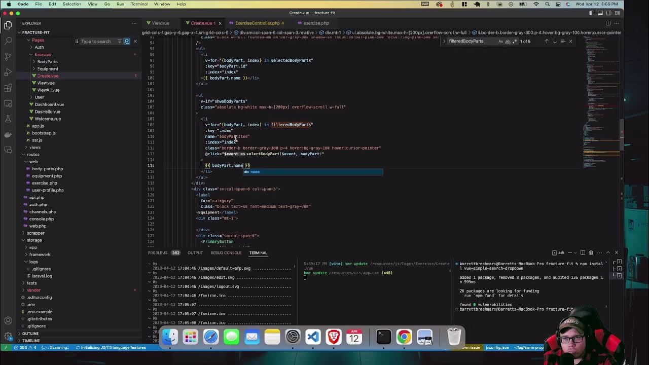 Building out a fitness app! Learning web dev Vue | Laravel |inertia web app! - YouTube