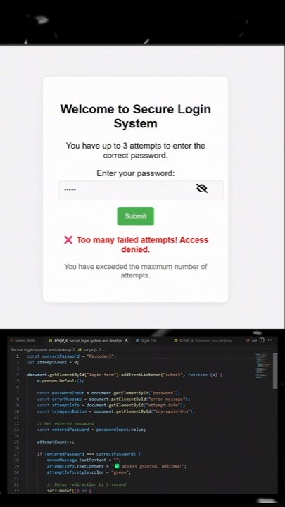 Make secure login system and desktop menu #shorts #webdevelopment #javascript #coding # ...