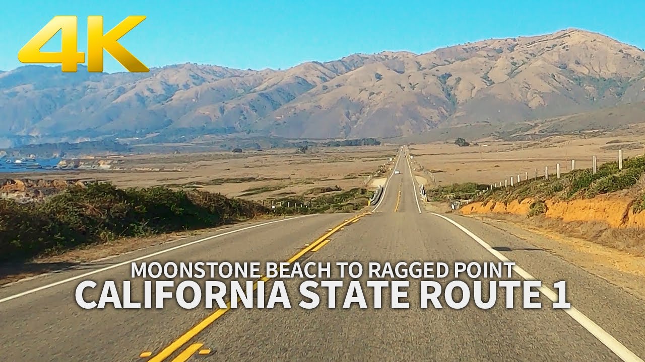 [4K] CALIFORNIA STATE ROUTE 1 - Driving Moonstone Beach to San Simeon ...