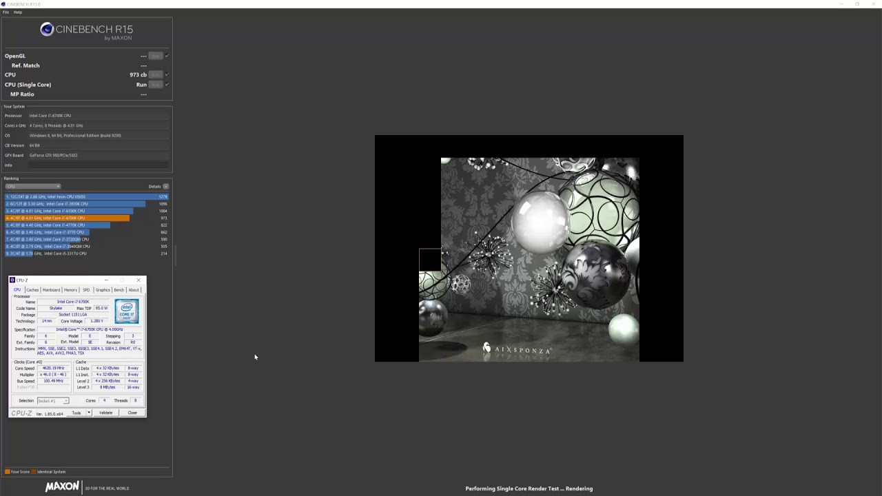 İNTEL CORE İ7 6700K 4.6 GHZ CİNEBENCH R15 MULTİ VE SİNGLE CORE ...