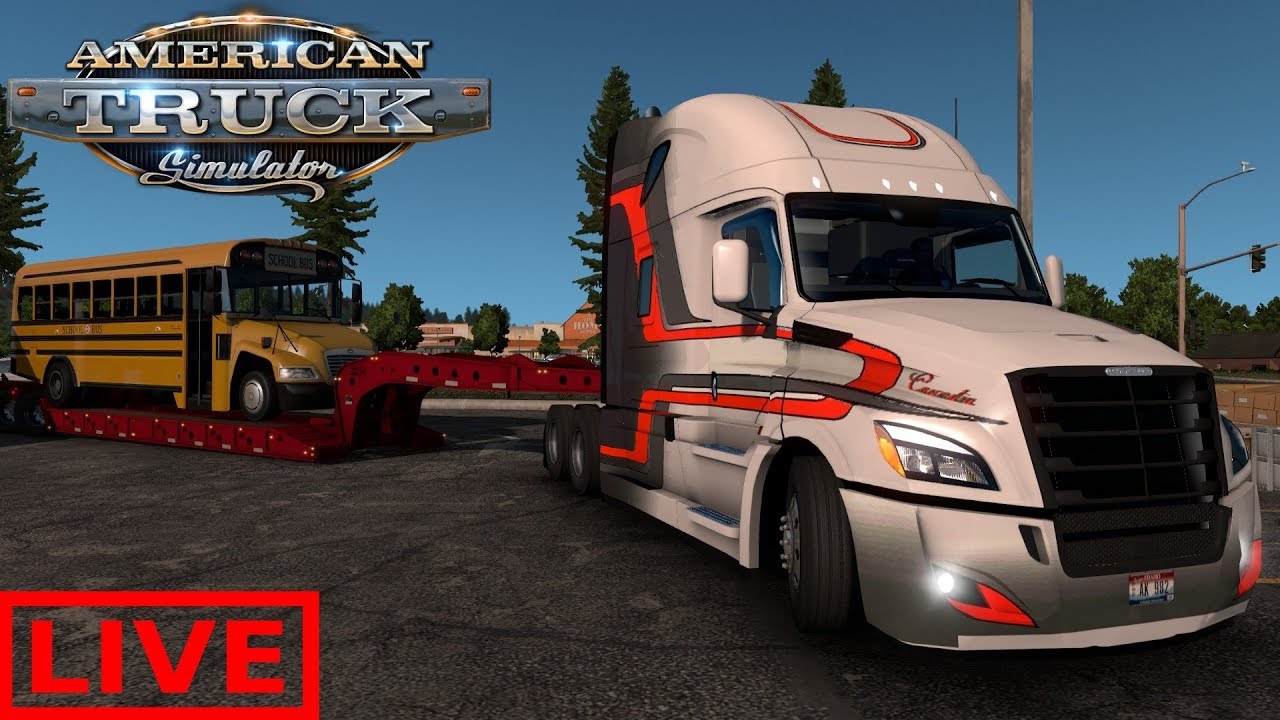 ATS Mods - Transporting A School Bus - Freightliner Cascadia (American ...