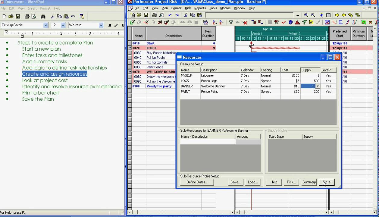 Creating a Pertmaster Plan - Demo for Class - YouTube