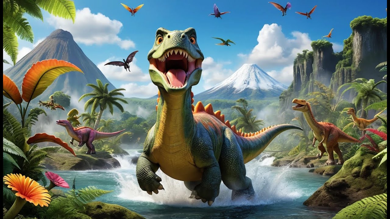 Row Row Your Dinosaur | Prehistoric Paddle Song for Kids | Dino ...