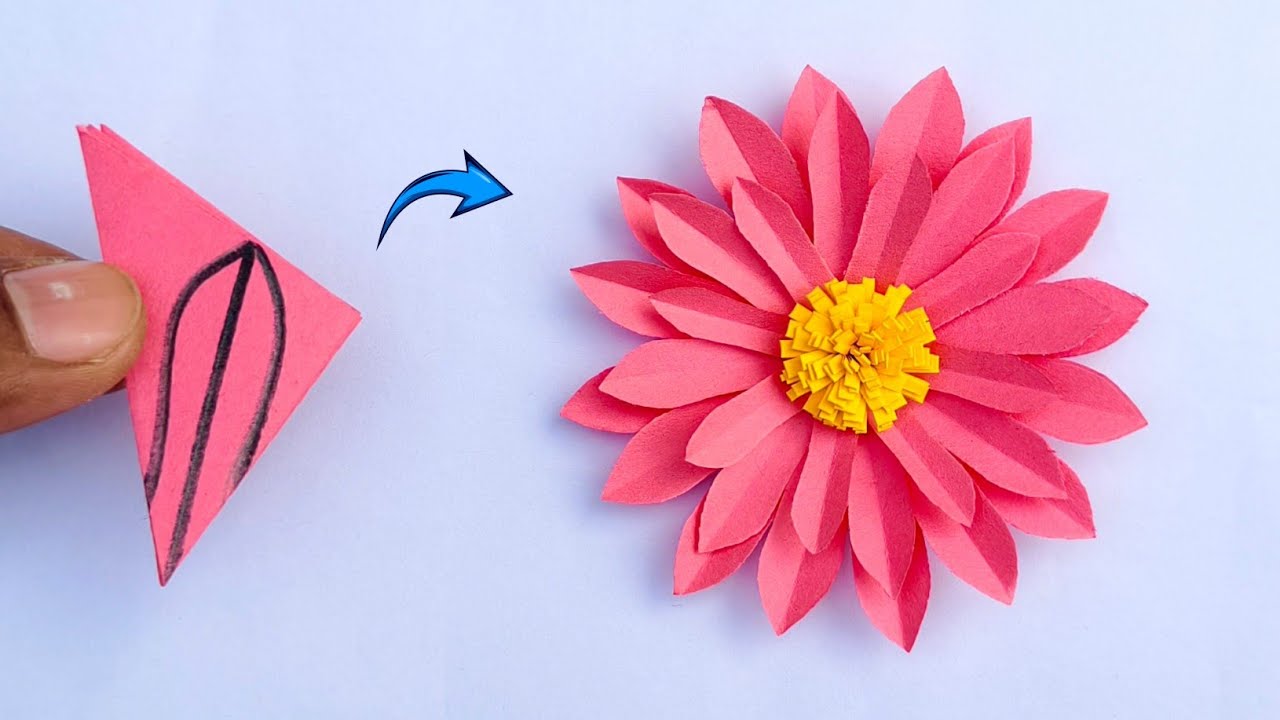 Easy paper flower making craft | How to make paper flower | paper ...