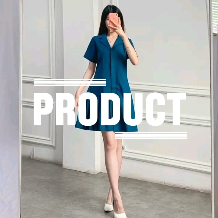 gaun wanita mini rosie dress bahan katun oxford casual simple pendek ...