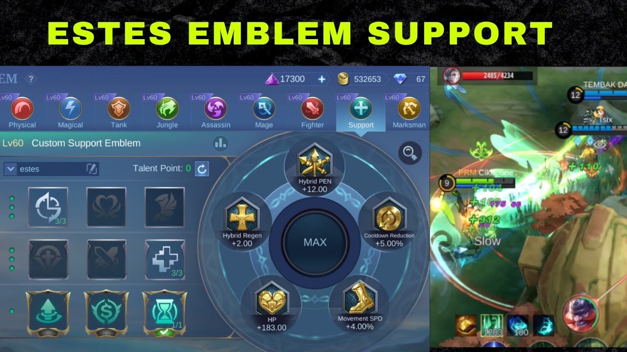 ESTES EMBLEM SUPPORT 100% HEAL !! MOBILE LEGENDS 2023 - YouTube