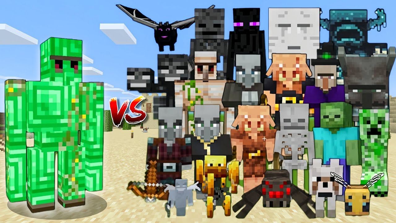 Emerald Golem Vs 5x All Mob's! in Minecraft - YouTube