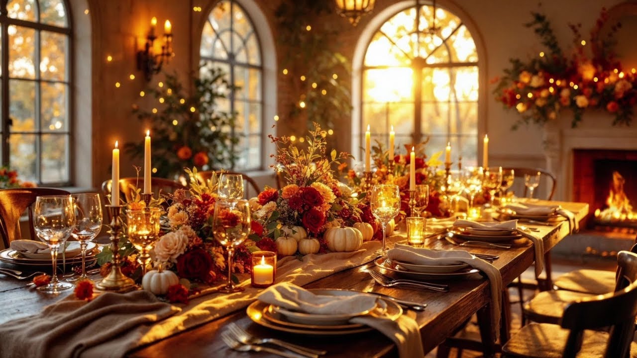 Thanksgiving Morning Ambiance: Relaxing Fireplace & Family Gatherings ...