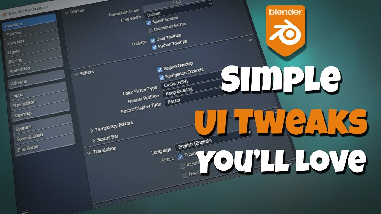 Blender - Simple UI Tweaks you'll love - YouTube