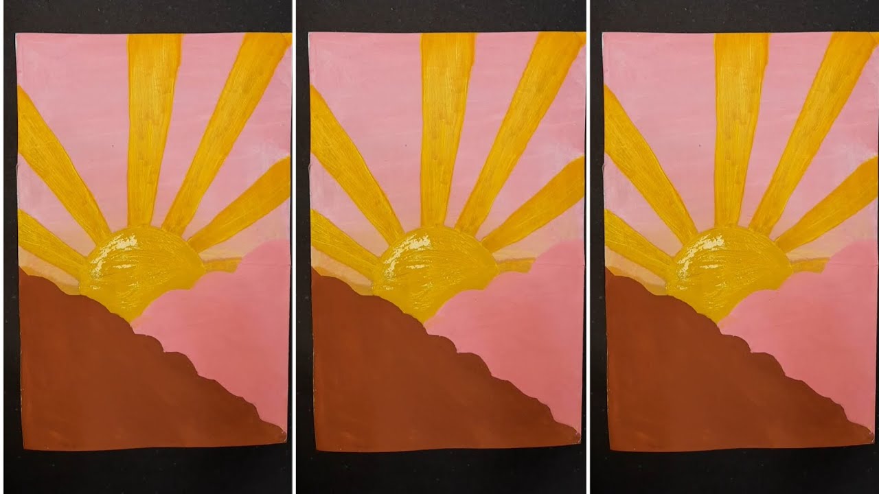 Beautiful Sunset Nature Drawing with acrylic color , acrylic drawing ...