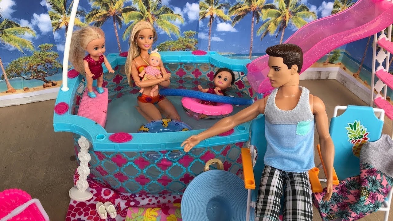Ken and Barbie have Fun at the Swimming Pool - YouTube