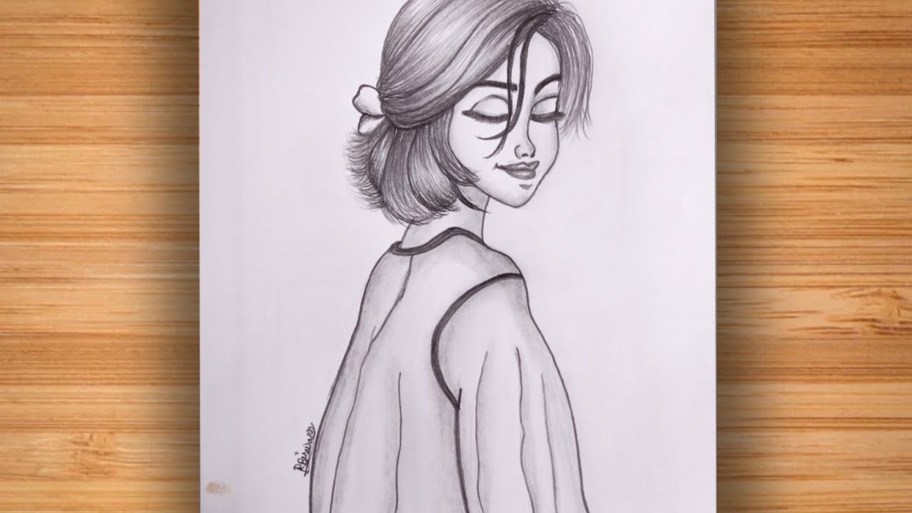 Easy Girl Half Face Drawing || How to draw a girl with Pencil Sketch ...