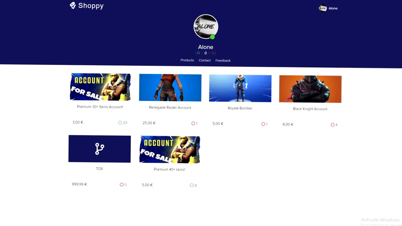 CHEAP FORTNITE ACCOUNTS! WWW SHOPPY COM GG@ALONE - YouTube