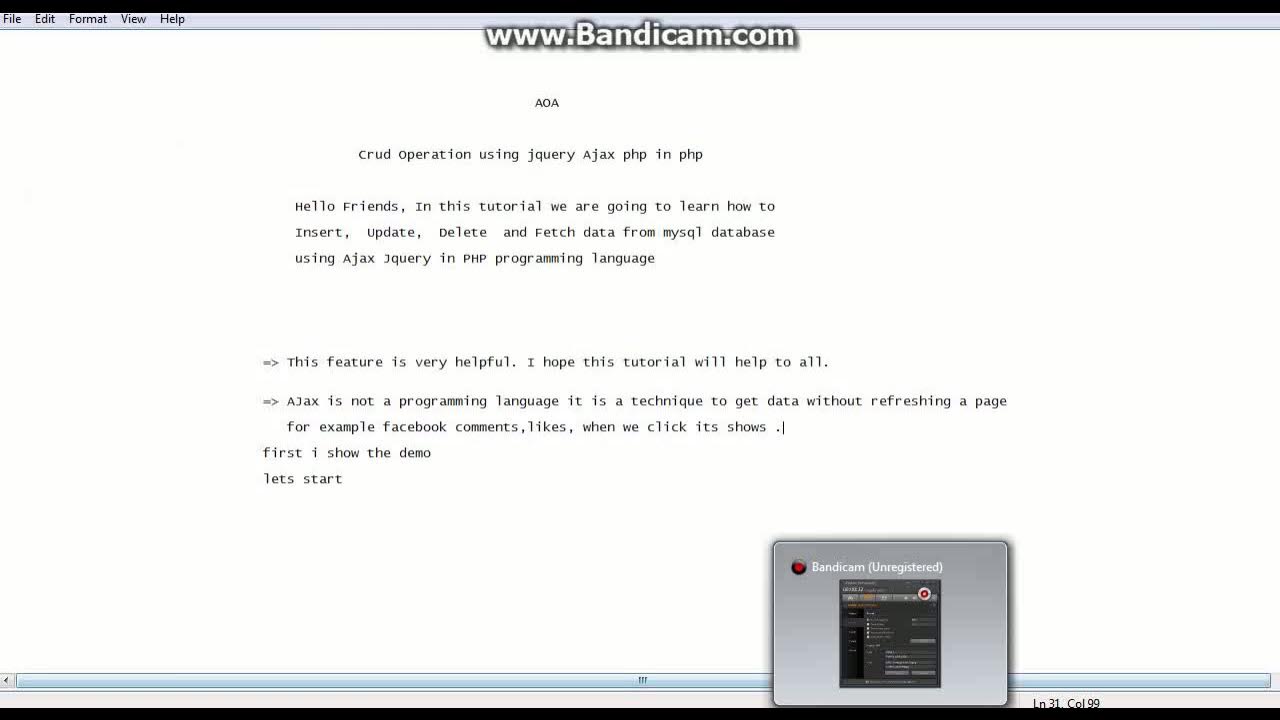 crud using ajax in php part 1 - YouTube