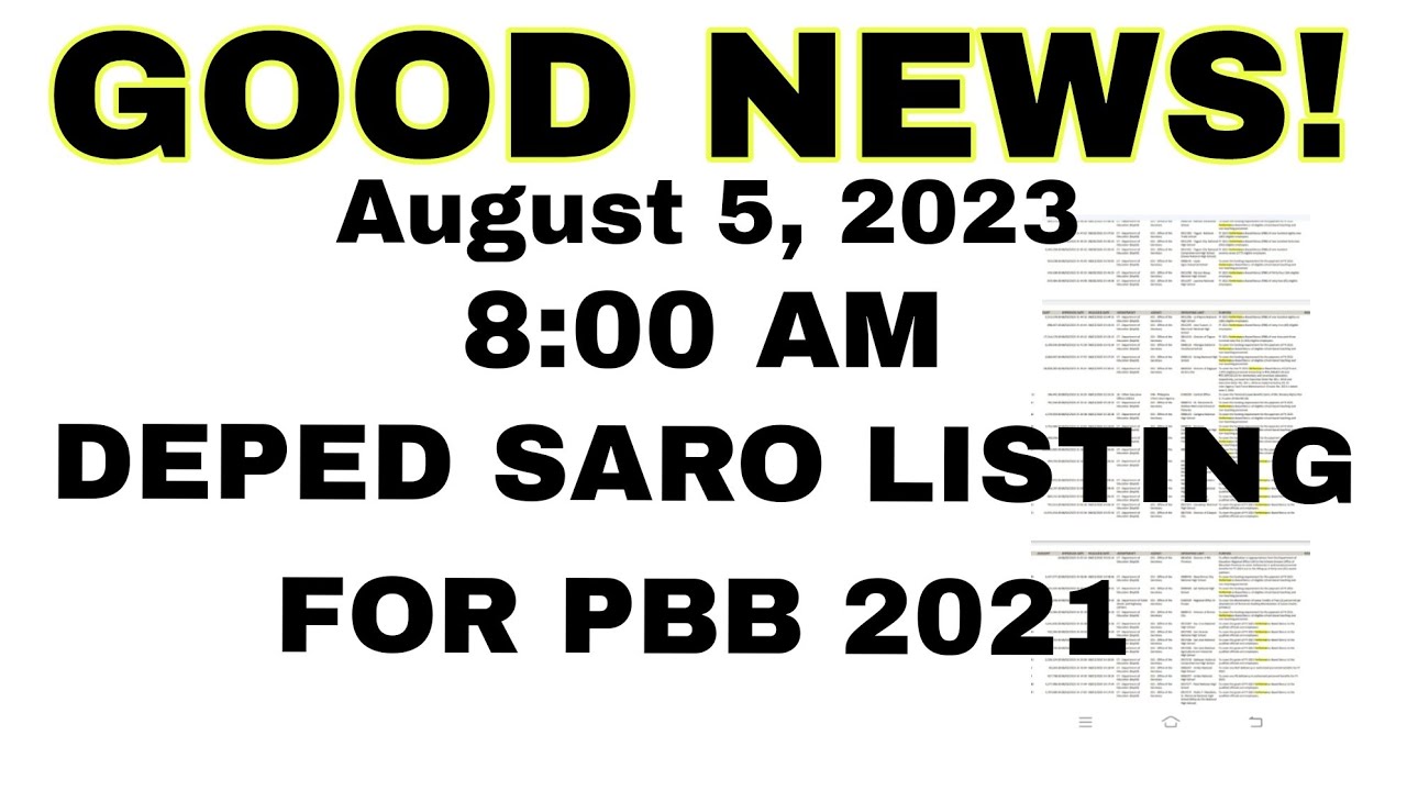 PBB 2021 SARO releases update as of today August 5, 2023 (8:00 AM ...