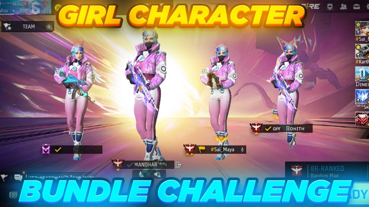 Girl Character Bundle Challenge In Free Fire||Master Rank Push||Manohar ...