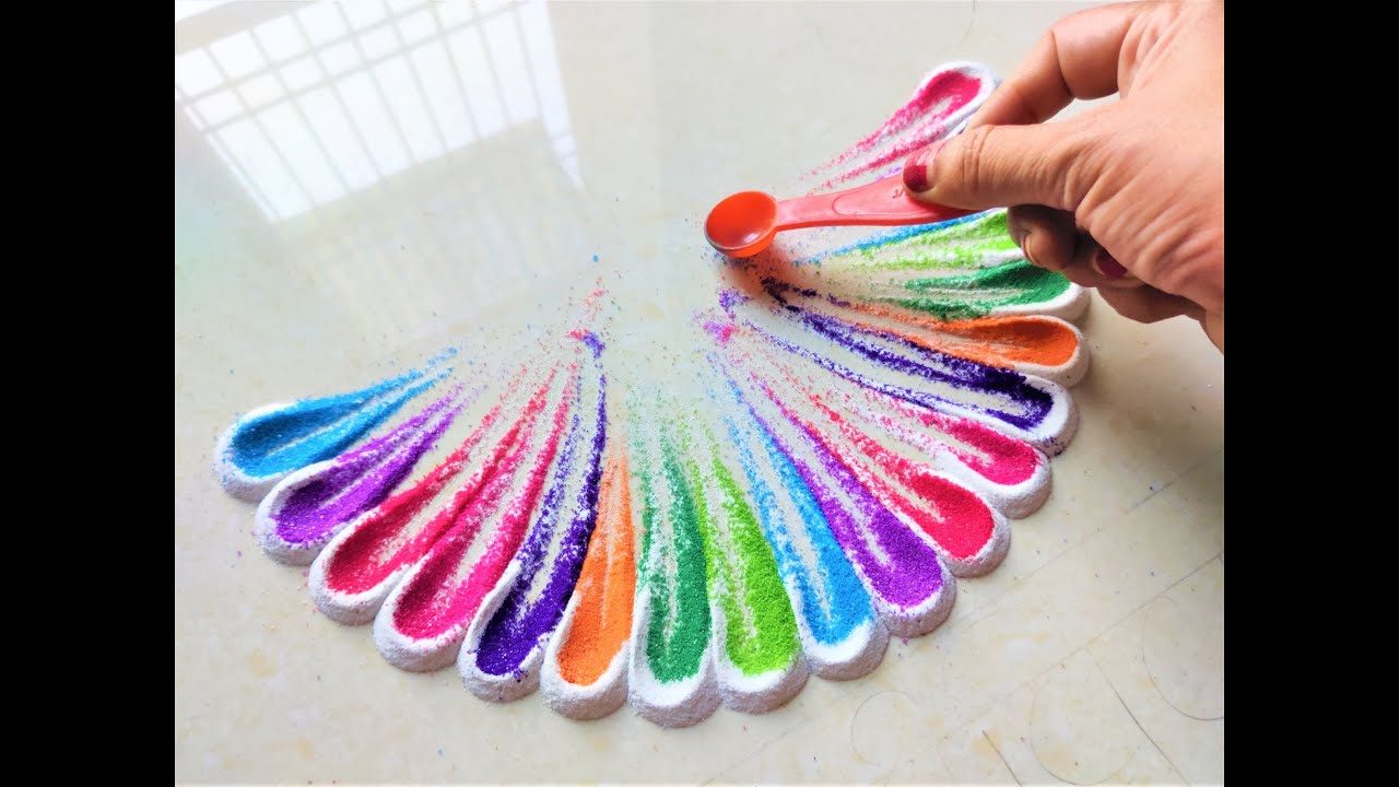 Simple rangoli designs with spoon l tulsi vivah rangoli l तुलसी विवा ...