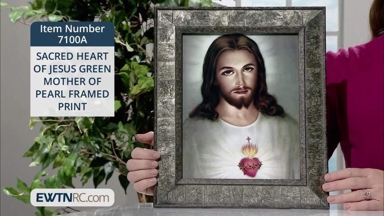 7100A_SACRED HEART OF JESUS GREEN MOTHER OF PEARL FRAMED PRINT - YouTube