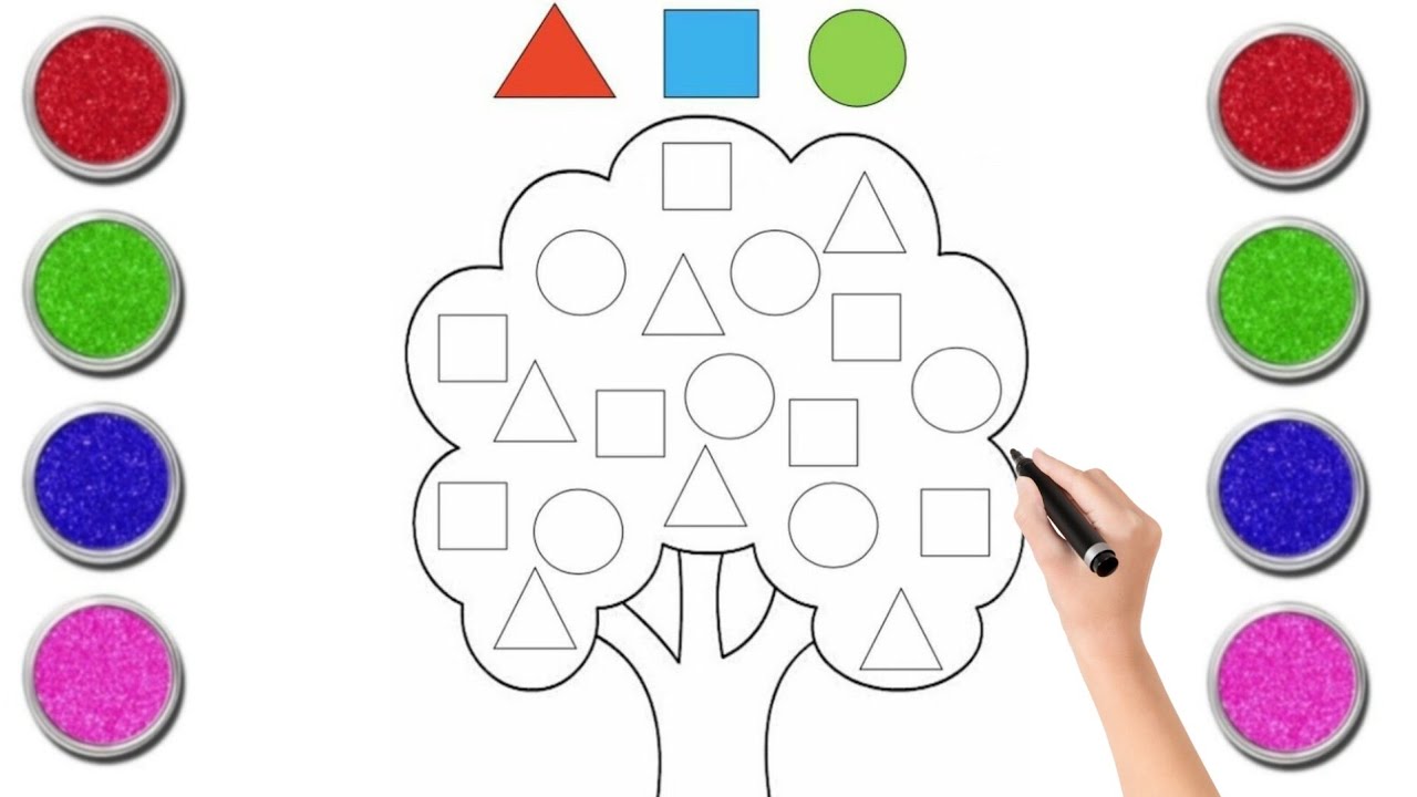 Tree 🎄 Easy Drawing, Panting & Colouring for Kids and Toddlers - YouTube