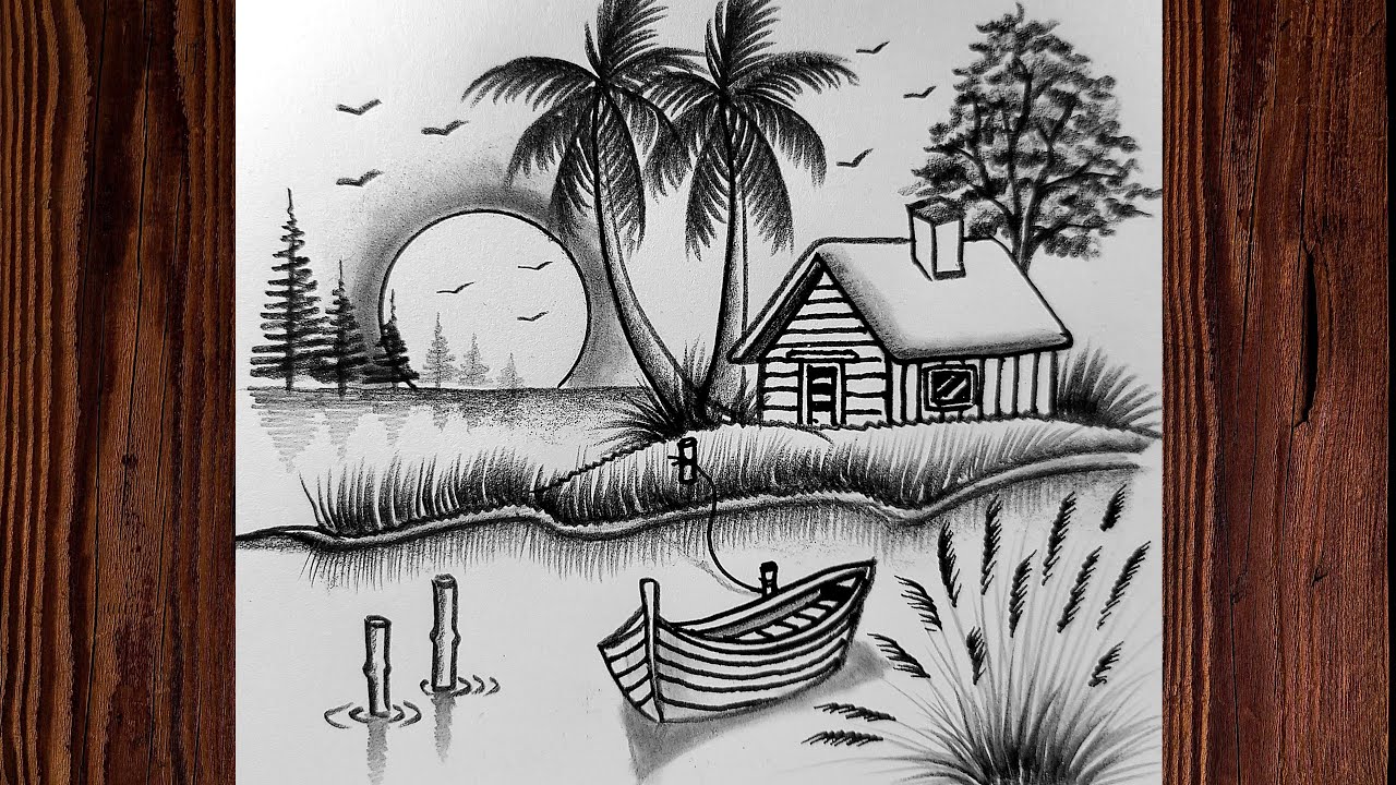 How to drawing beautiful river boat || River boat drawing tutorials ...