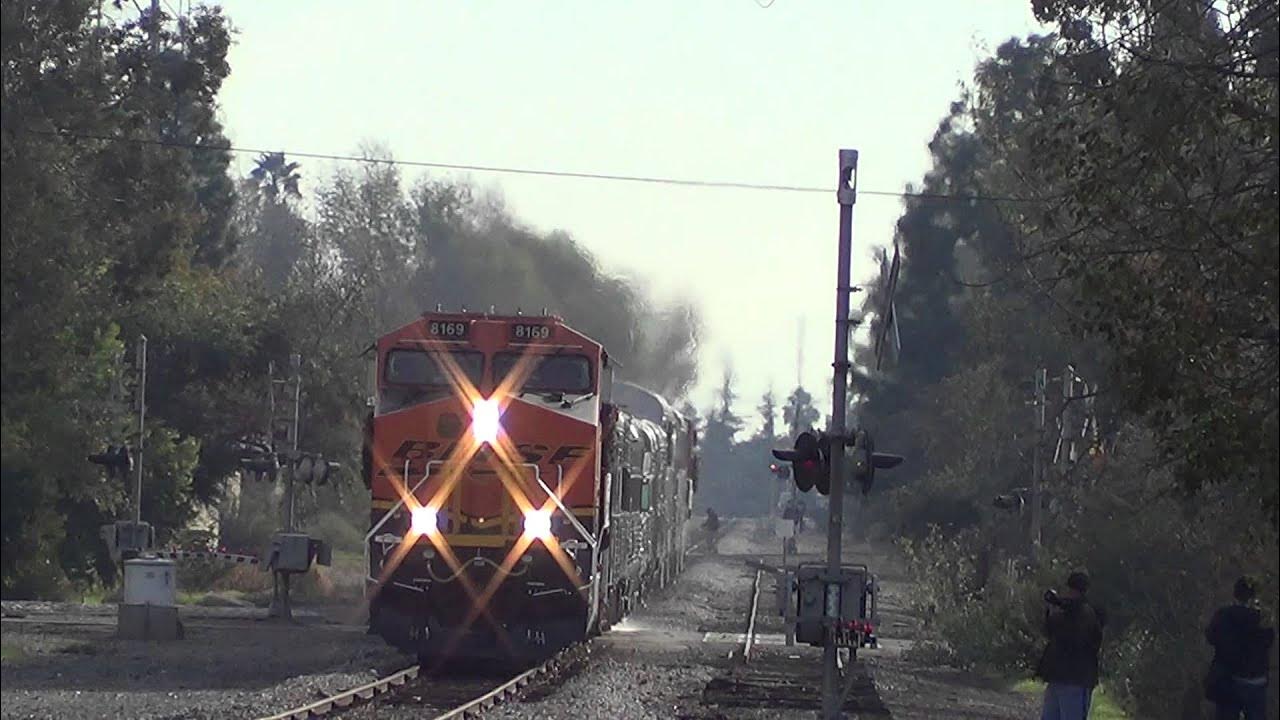 W/B BNSF Christmas train passing old ATSF San Dimas station 2014-12-14 - YouTube