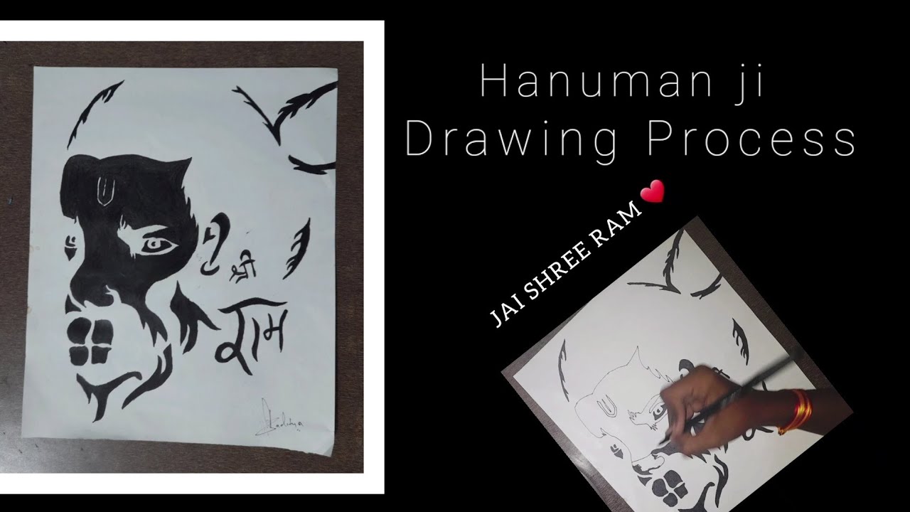 Hanuman Ji Drawing Process ️ | Aditya arts - YouTube
