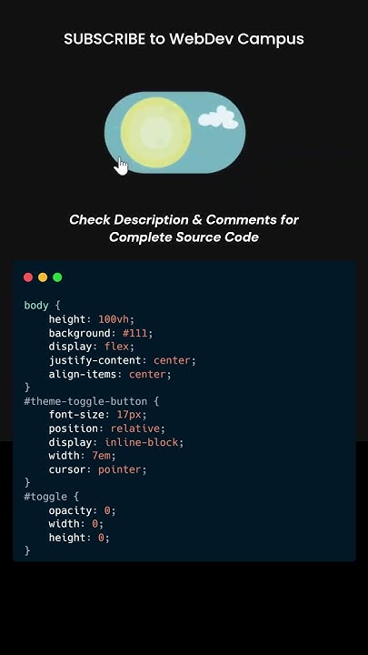 Animated Toggle Button for Dark Mode using HTML and CSS #coding - YouTube