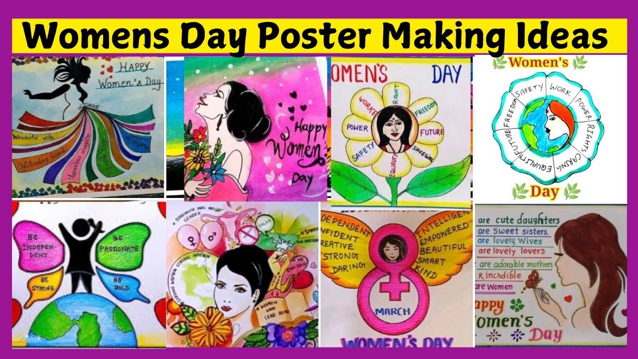 Women's Day Poster Making Ideas/Women's Day Drawing/Happy Women's Day ...